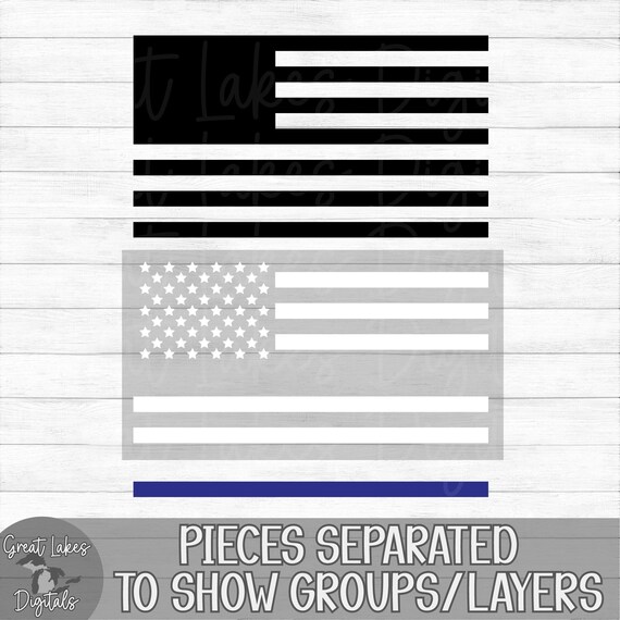 Gray And Blue American Flag Thin Green & Blue Line American Flag,