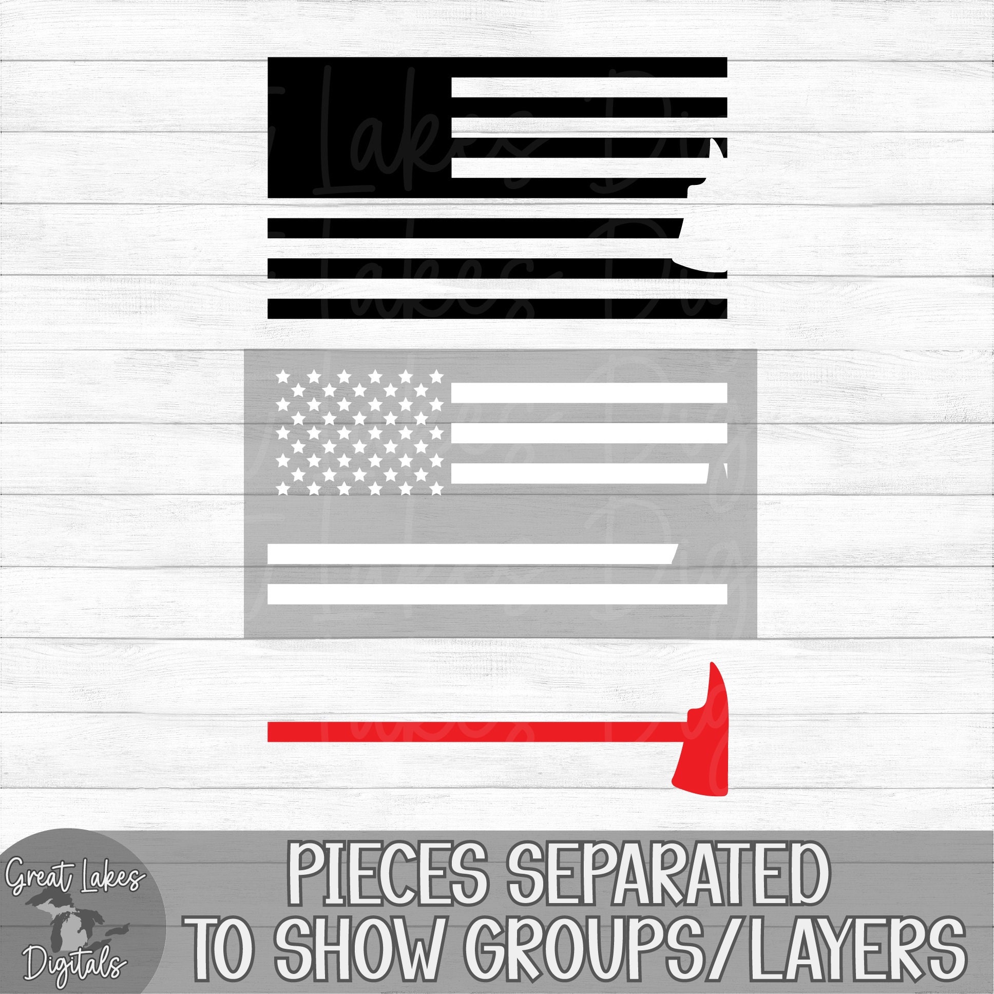 Firefighter Flag - Thin Red Line - Instant Digital Download - Svg, Png ...