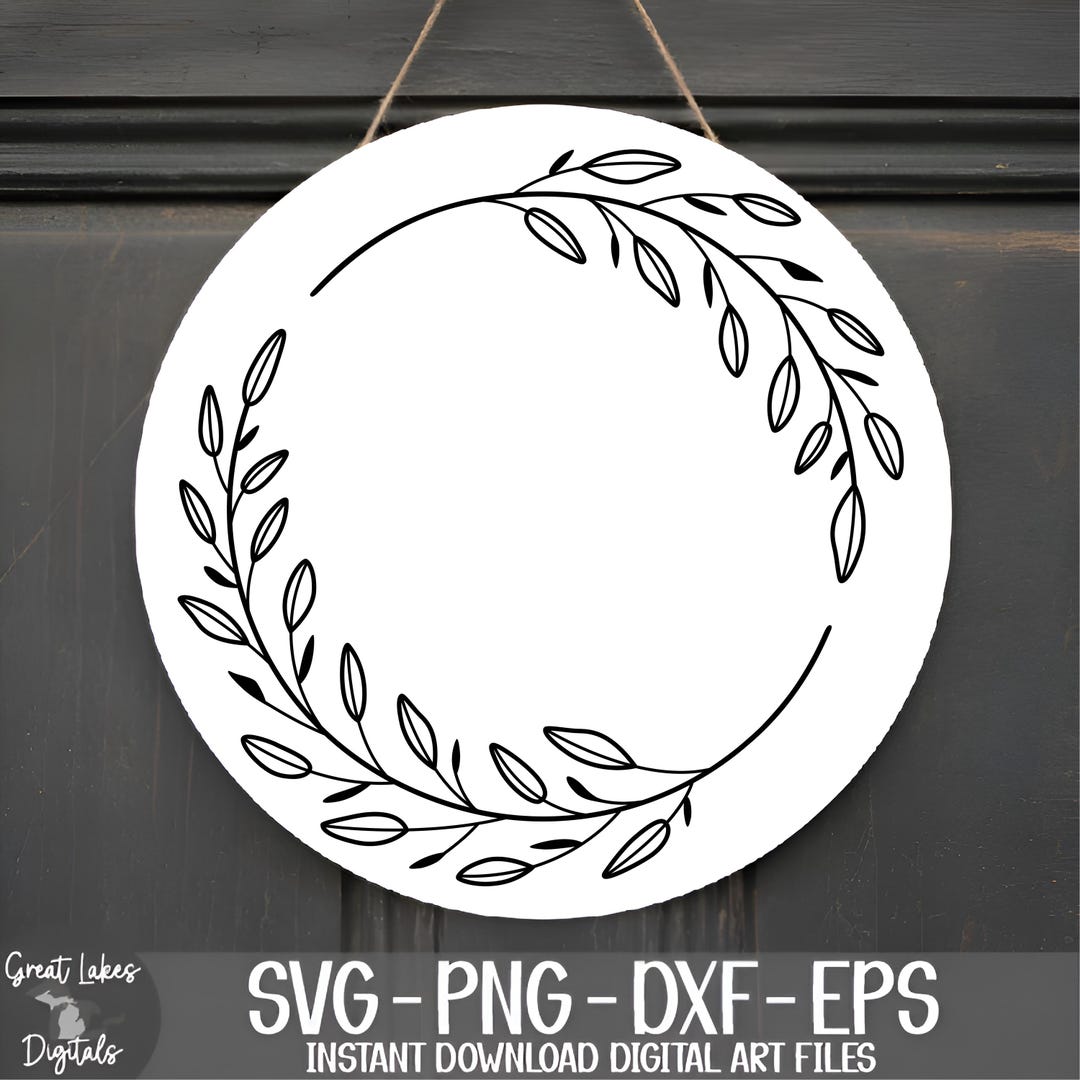 Leafy Wreath Circle Monogram Border Svg Png Dxf Eps Digital Download - Etsy