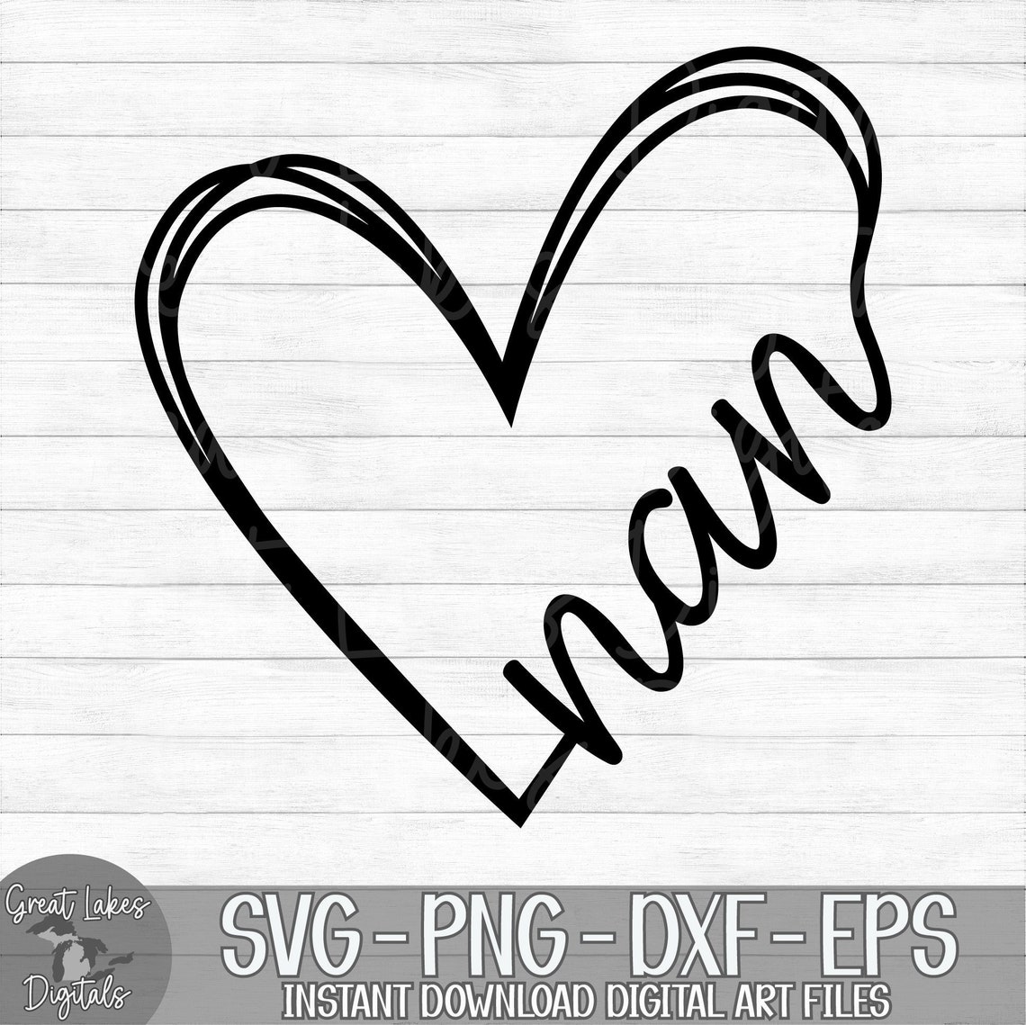 Nan Heart Instant Digital Download Svg Png Dxf and Eps - Etsy