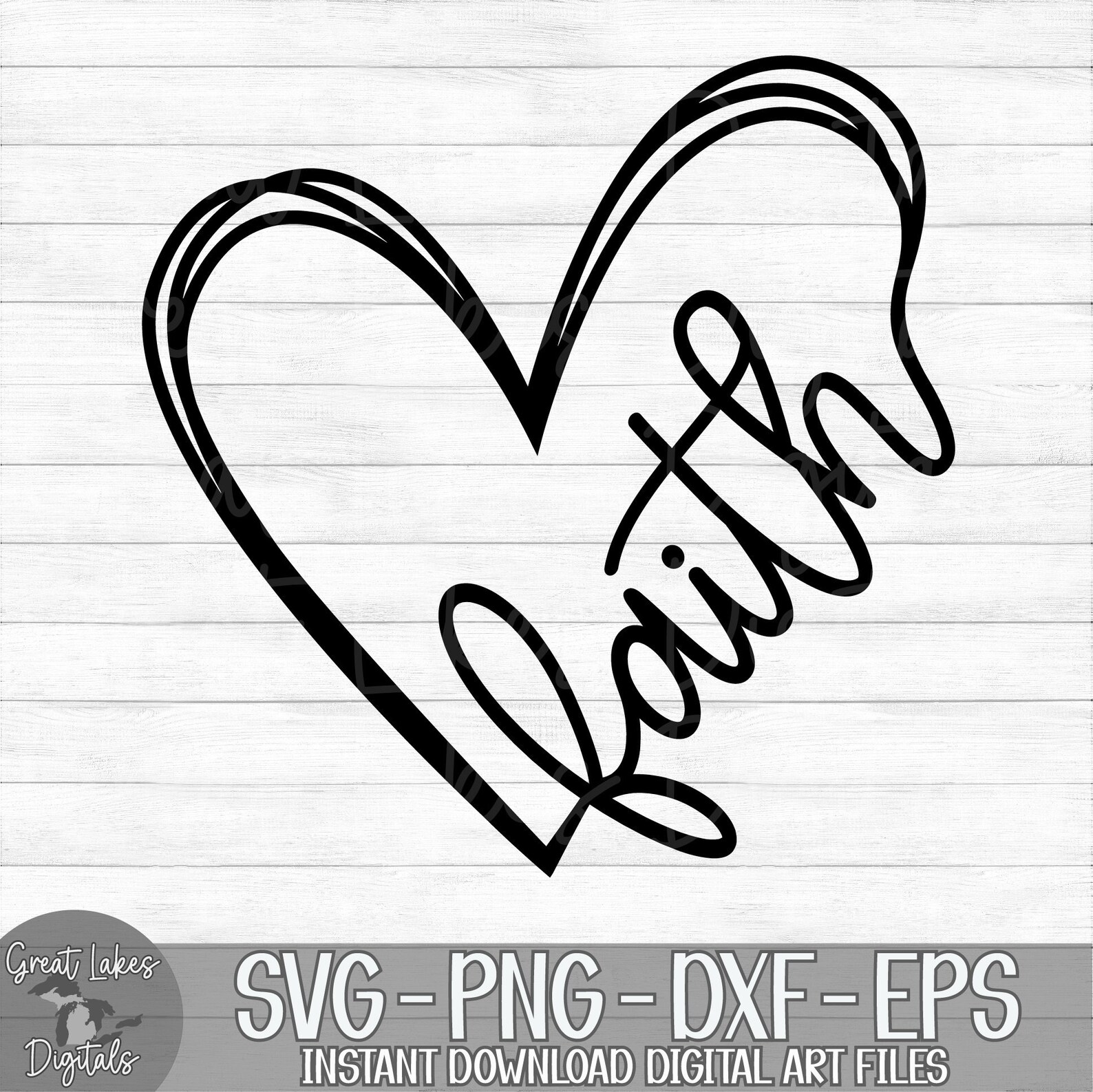 Faith Heart - Instant Digital Download - Svg, Png, Dxf, and Eps Files ...