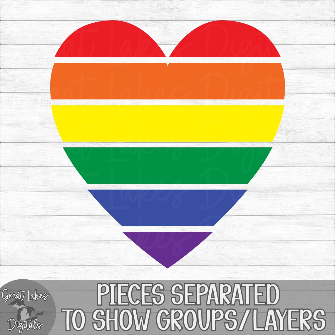 Rainbow Heart Instant Digital Download Svg Png Dxf and - Etsy