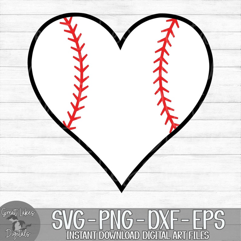 Baseball Heart - Instant Digital Download - Svg, Png, Dxf, and Eps ...