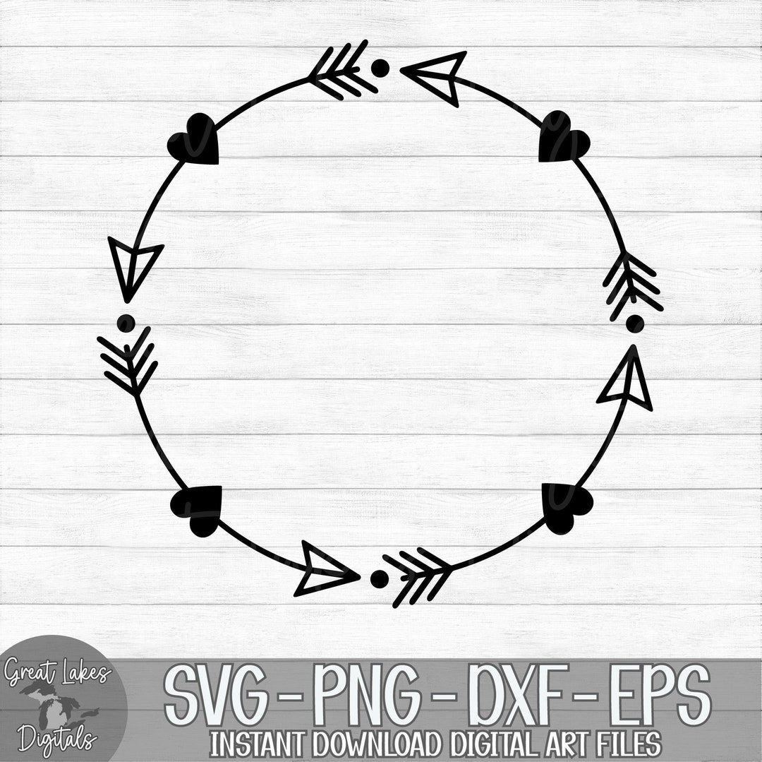 Heart & Arrow Wreath - Instant Digital Download - Svg, Png, Dxf, and ...