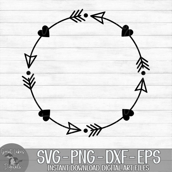 Heart & Arrow Wreath Instant Digital Download Svg Png | Etsy