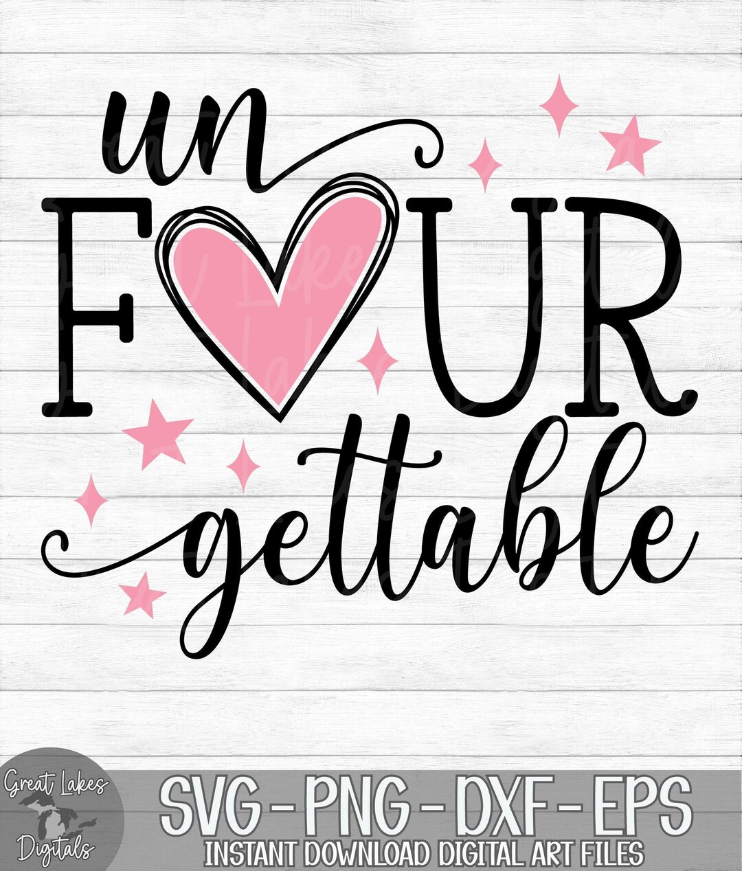 Un FOUR Gettable - Instant Digital Download - Svg, Png, Dxf, and Eps ...