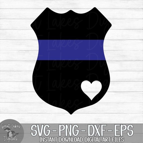 Police Badge Thin Blue Line Heart Instant Digital - Etsy