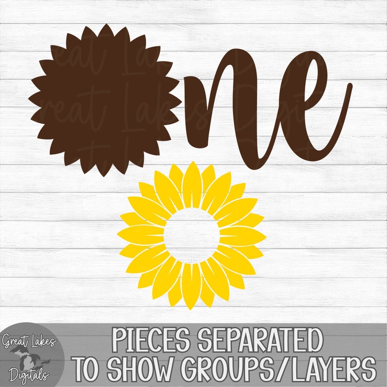 One - Sunflower, First Birthday - Instant Digital Download - Svg, Png ...