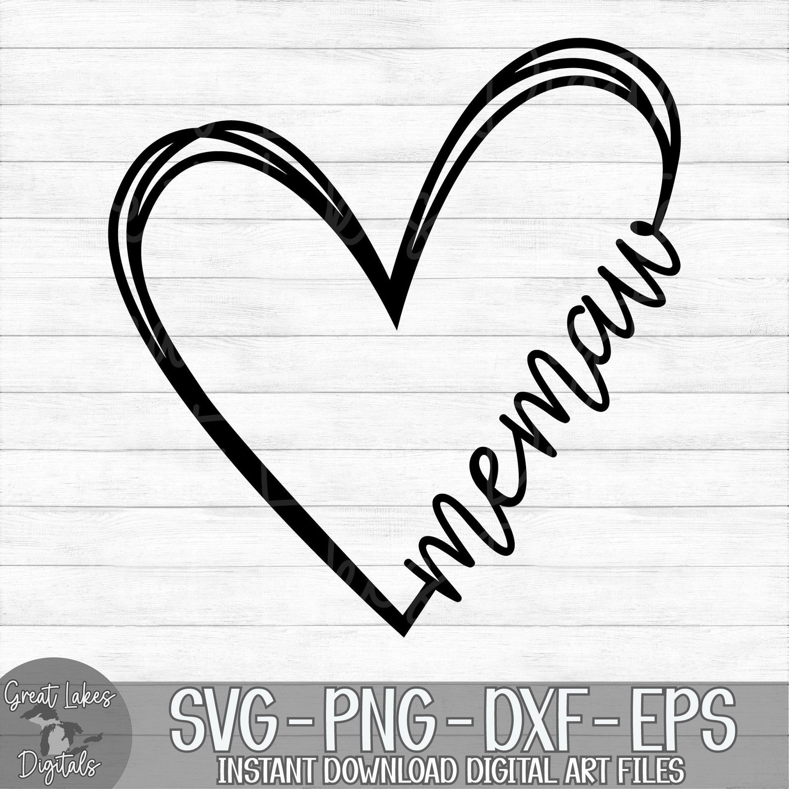 Memaw Heart Instant Digital Download Svg Png Dxf and - Etsy