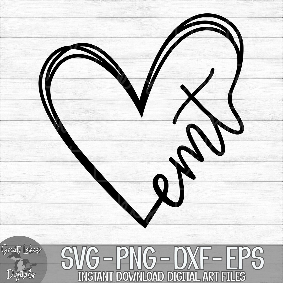 EMT Heart - Instant Digital Download - Svg, Png, Dxf, and Eps Files ...