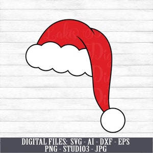 Santa Hat Instant Digital Download Svg Ai Dxf Eps Png - Etsy