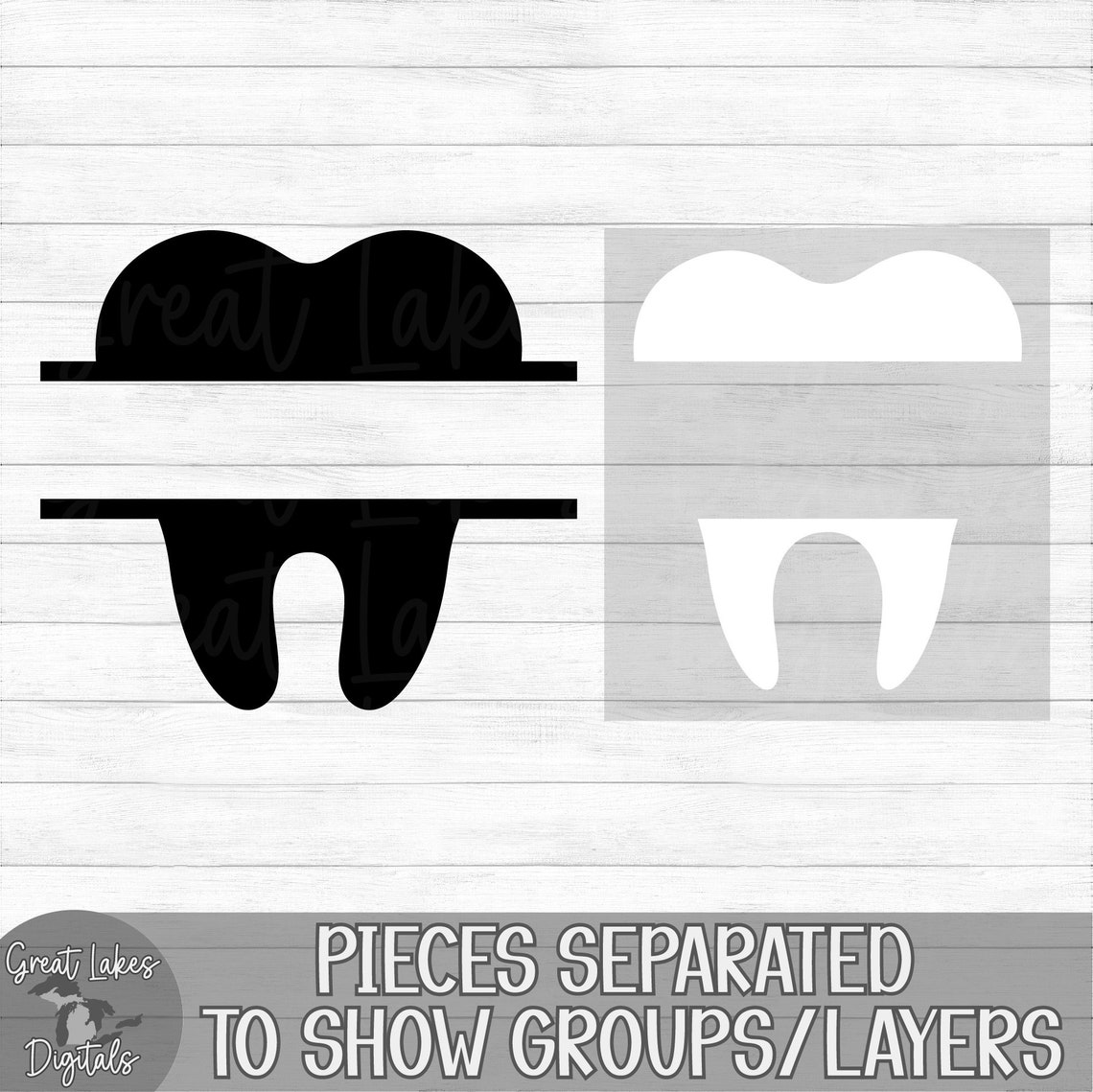 Tooth Split Monogram - Instant Digital Download - Svg, Png, Dxf, and ...
