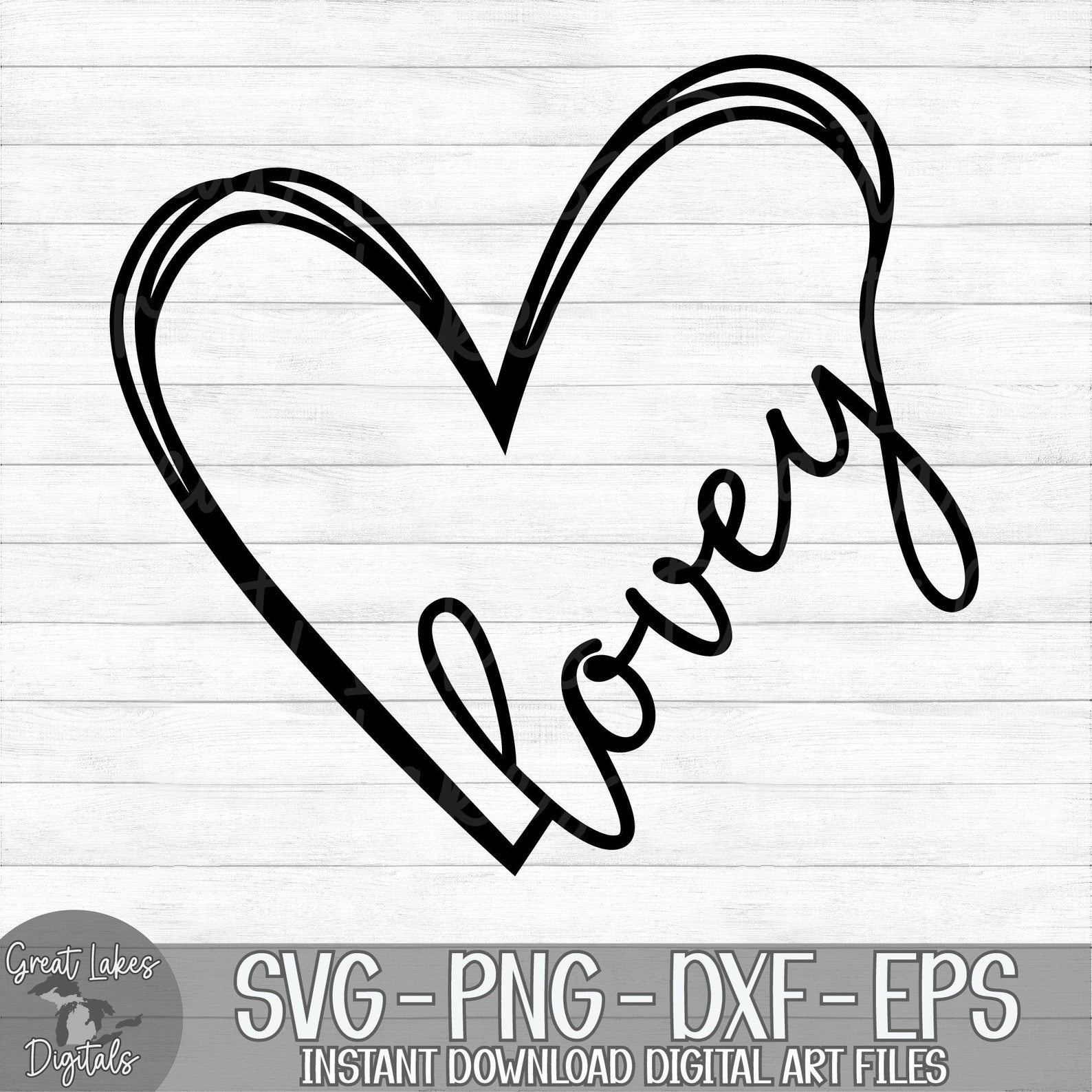 Lovey Heart Instant Digital Download Svg Png Dxf and - Etsy