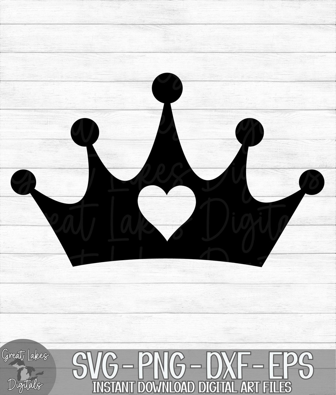 Corona con corazón - Princesa, Reina - Descarga digital instantánea ...