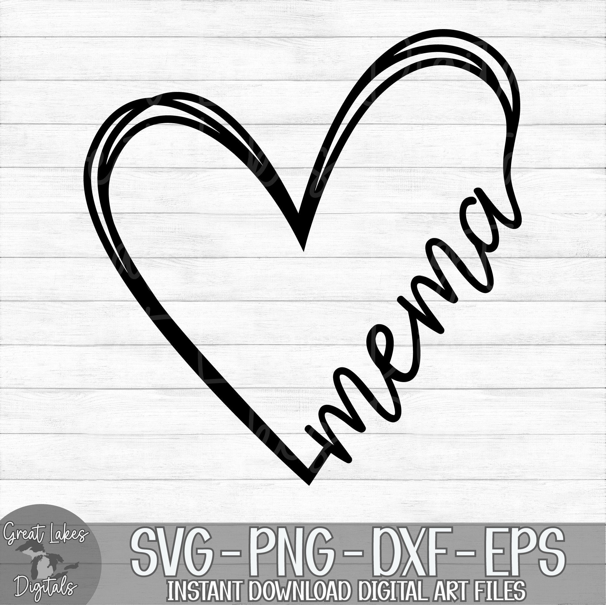 Mema Heart Instant Digital Download Svg, Png, Dxf, and Eps Files ...