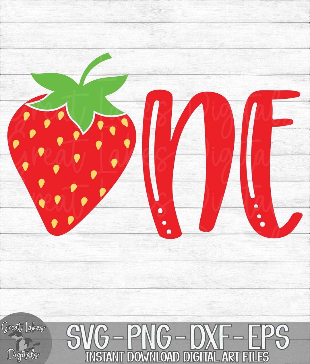 One, Strawberry, First Birthday - Instant Digital Download - Svg, Png ...