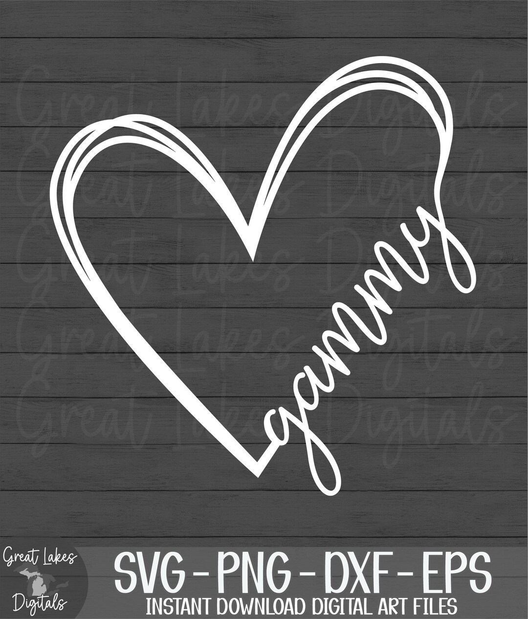 Gammy Heart - Instant Digital Download - Svg, Png, Dxf, and Eps Files ...