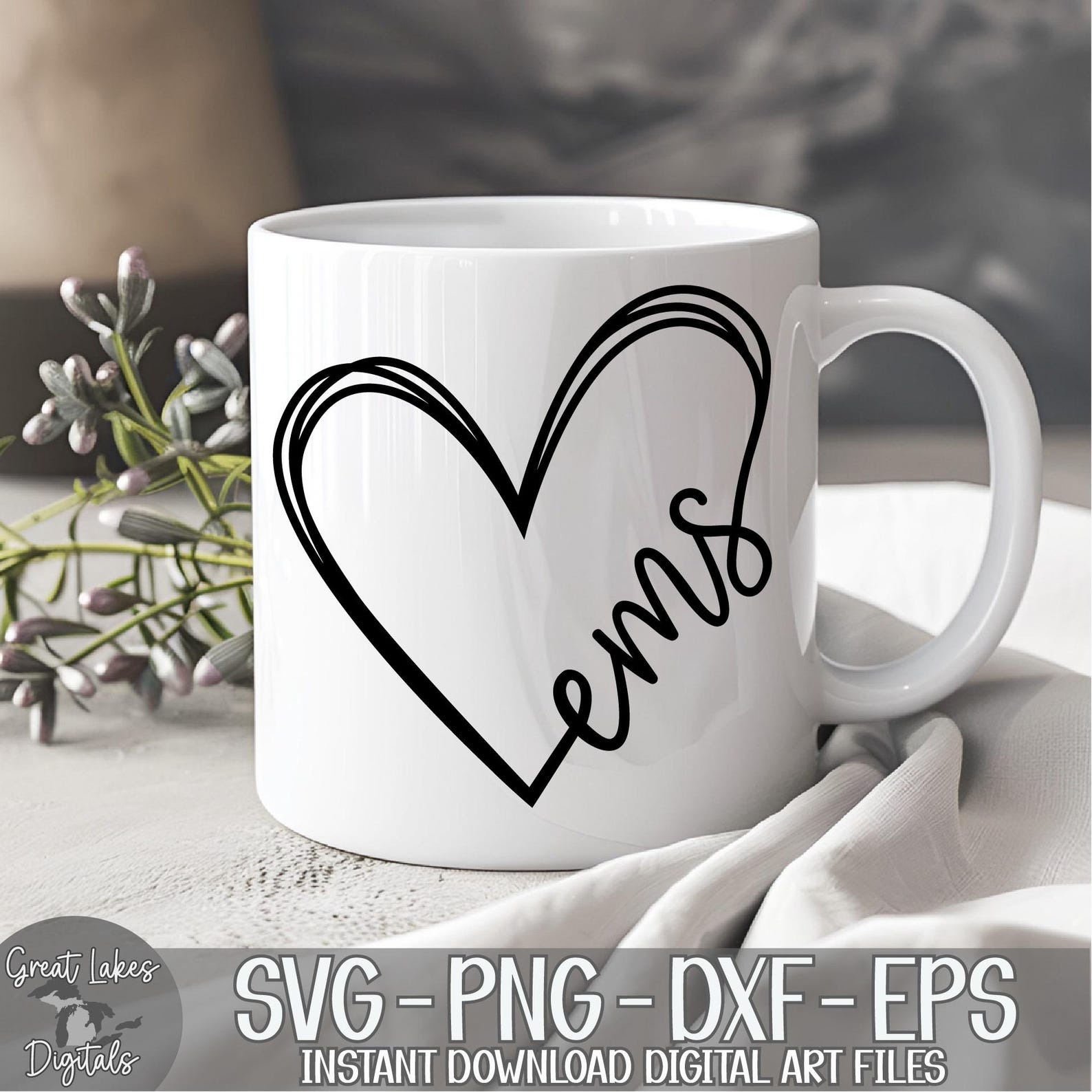 EMS Heart - Instant Digital Download - Svg, Png, Dxf, and Eps Files ...
