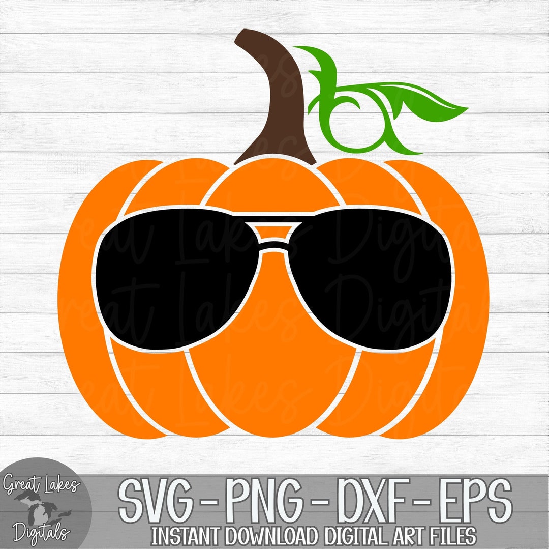 Pumpkin With Sunglasses Halloween Fall Autumn Instant Etsy