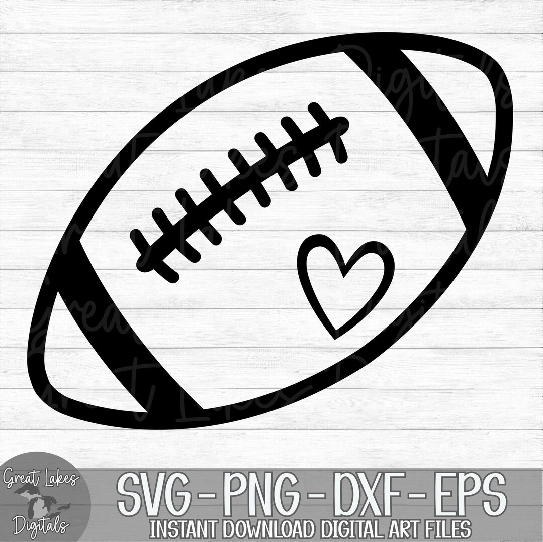 Football With Heart Instant Digital Download Svg, Png, Dxf, and Eps ...