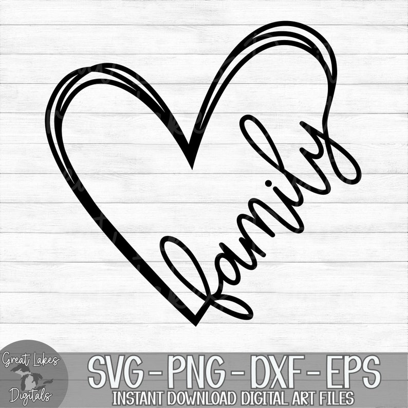 Family Heart Instant Digital Download Svg Png Dxf and - Etsy