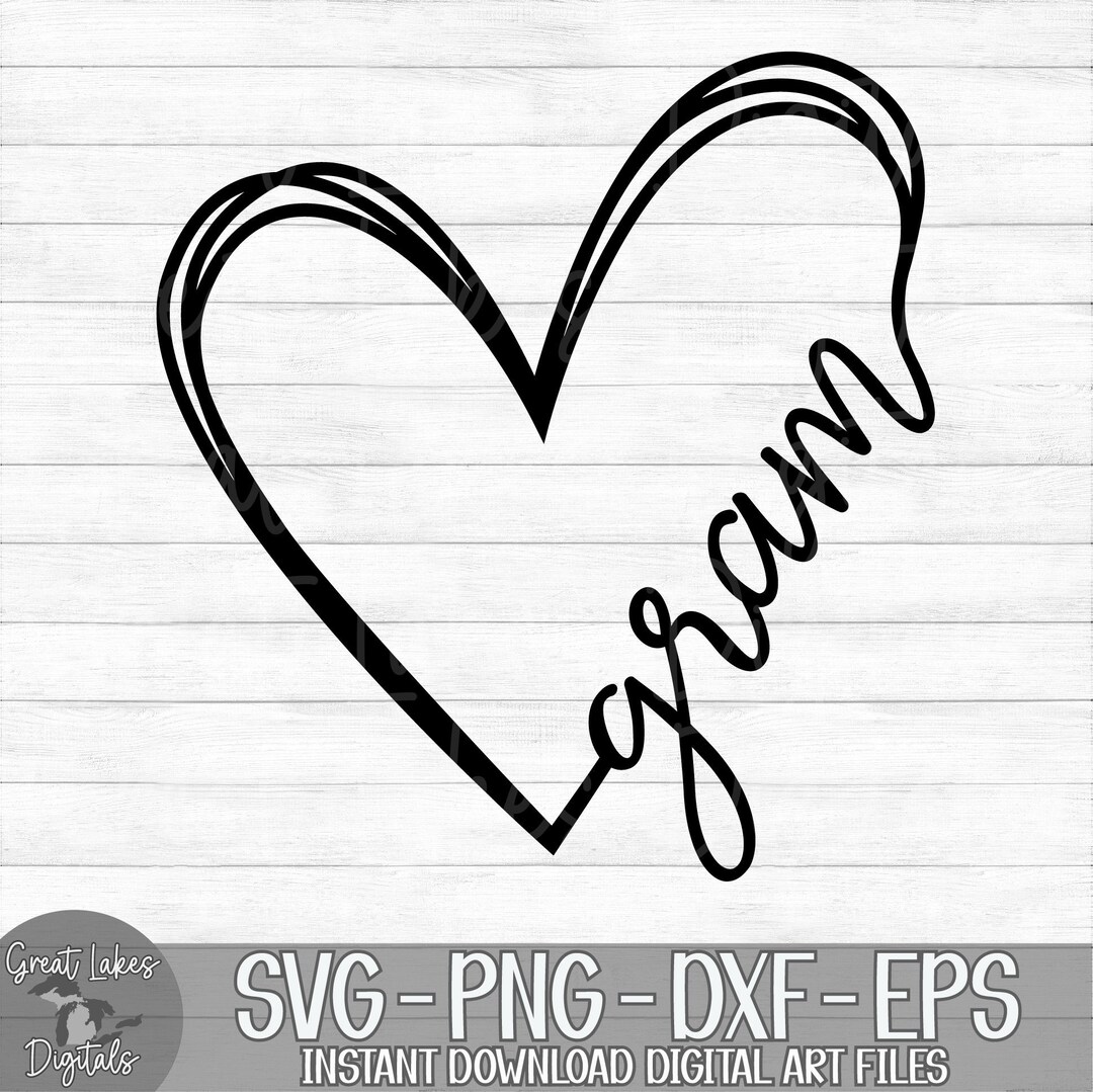 Gram Heart - Instant Digital Download - Svg, Png, Dxf, and Eps Files ...