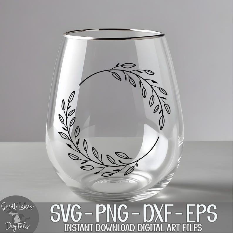 Leafy Wreath Circle Monogram Border Svg Png Dxf Eps Digital Download - Etsy
