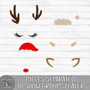 Reindeer Face With Santa Hat Instant Digital Download Svg, Png, Dxf ...
