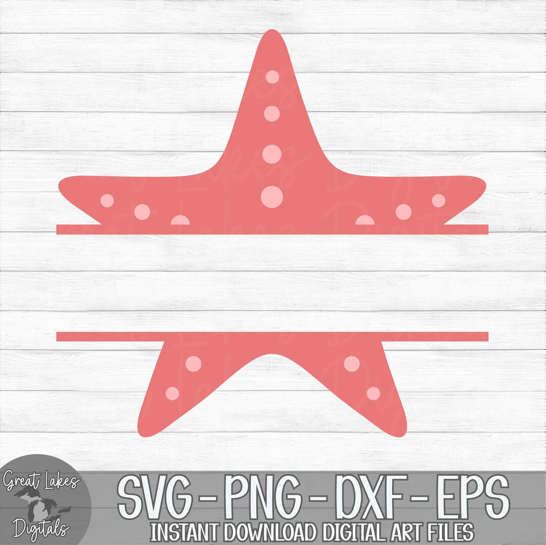 Starfish Split Monogram Name Frame Instant Digital Download Svg, Png ...