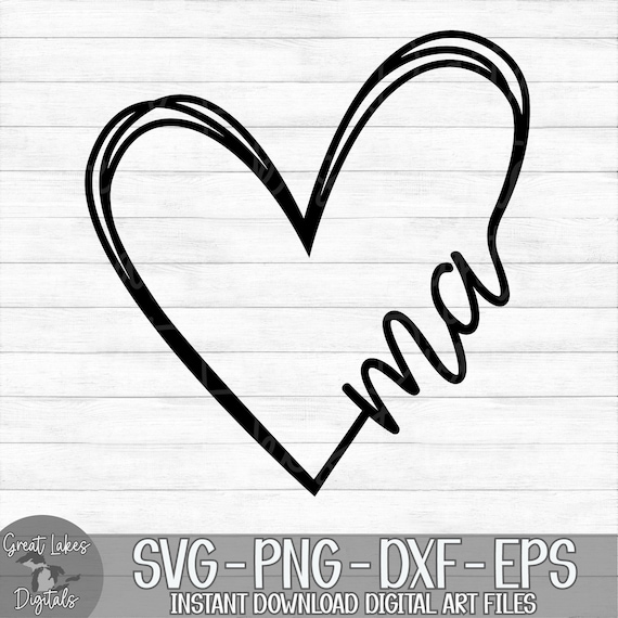 Ma Heart Instant Digital Download Svg Png Dxf and Eps - Etsy