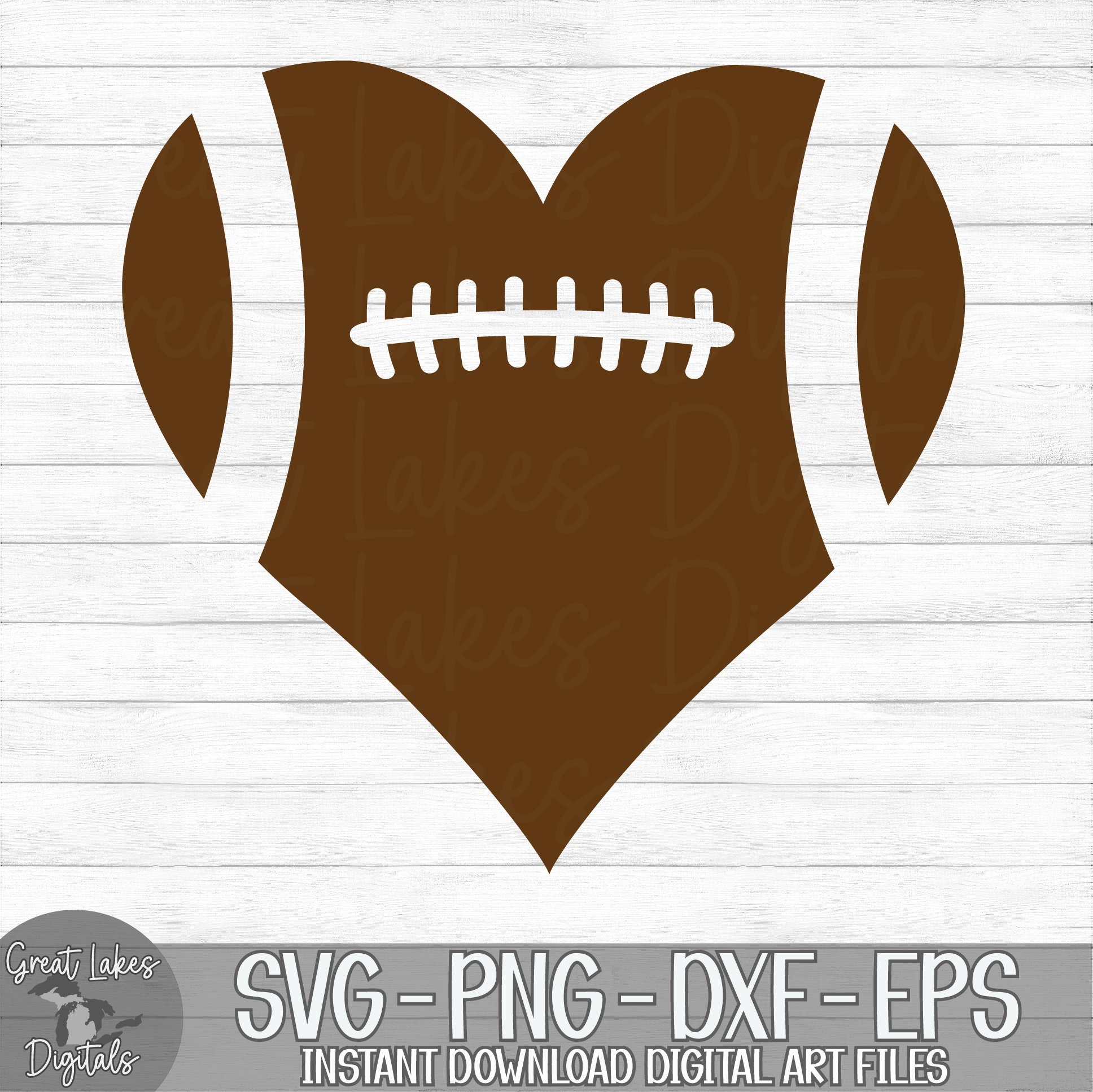 Football Heart Instant Digital Download Svg, Png, Dxf, and Eps Files ...