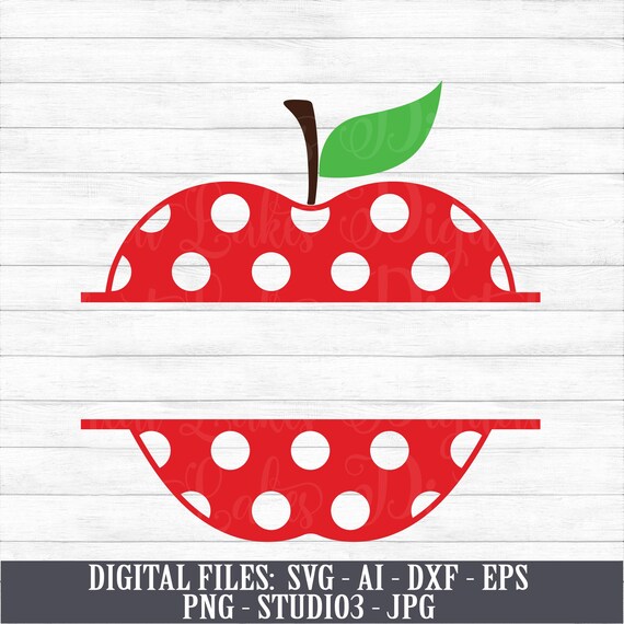 Polka Dot Apple Split Monogram Back To School Instant | Etsy