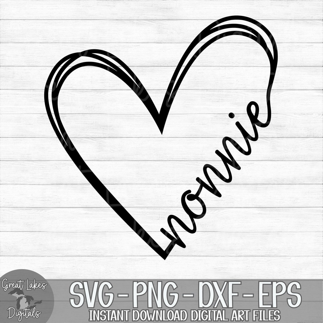 Nonnie Heart - Instant Digital Download - Svg, Png, Dxf, and Eps Files ...