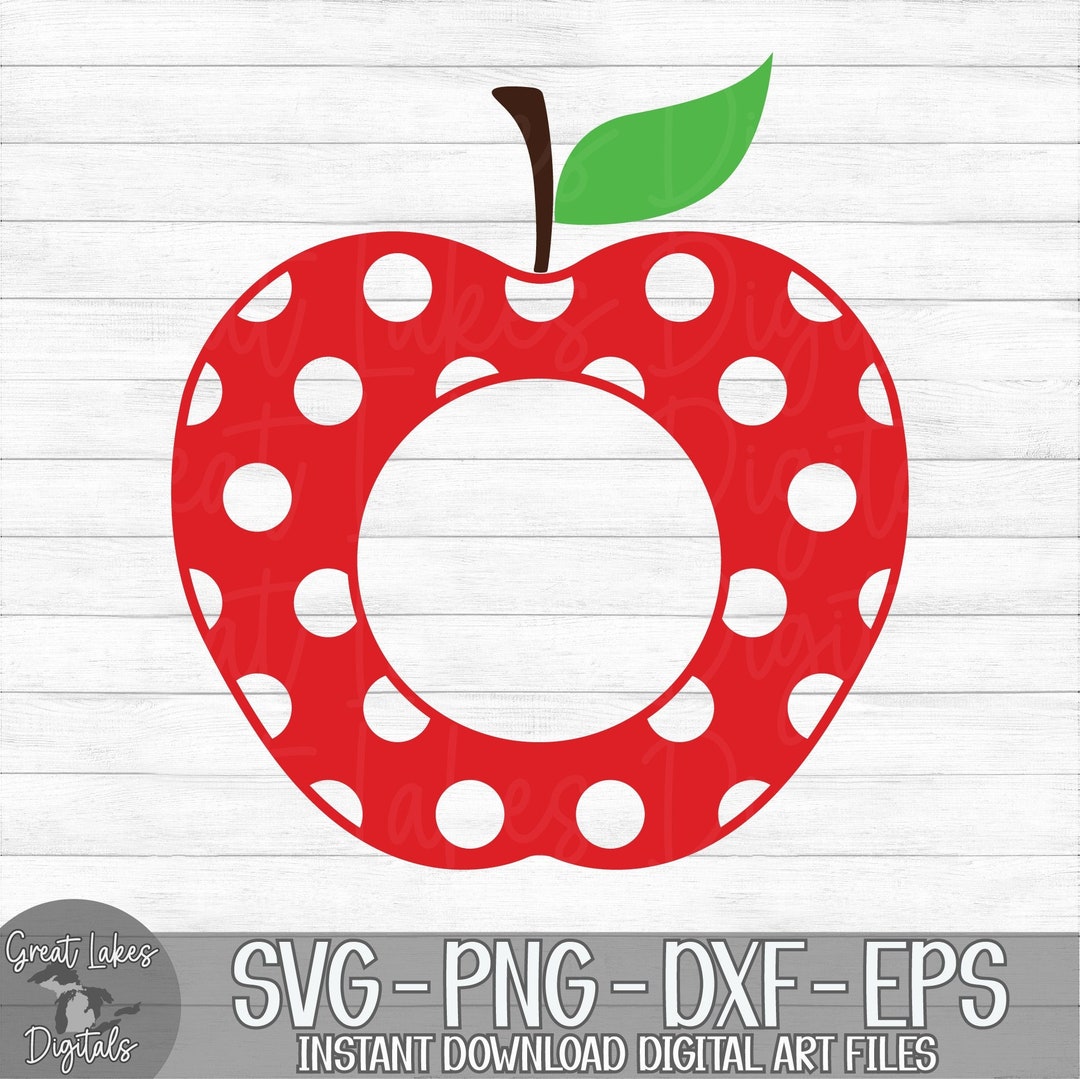 Polka Dot Apple - Circle Monogram, Back to School - Instant Digital ...
