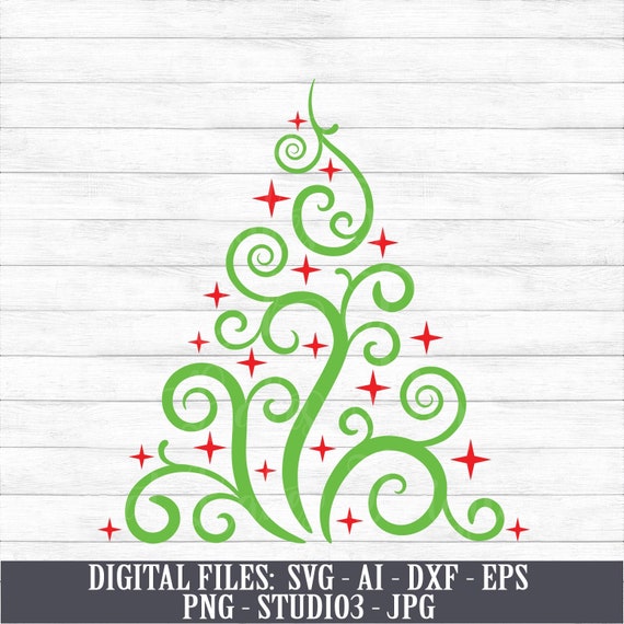 Swirly Christmas Tree Instant Digital Download Svg Ai | Etsy
