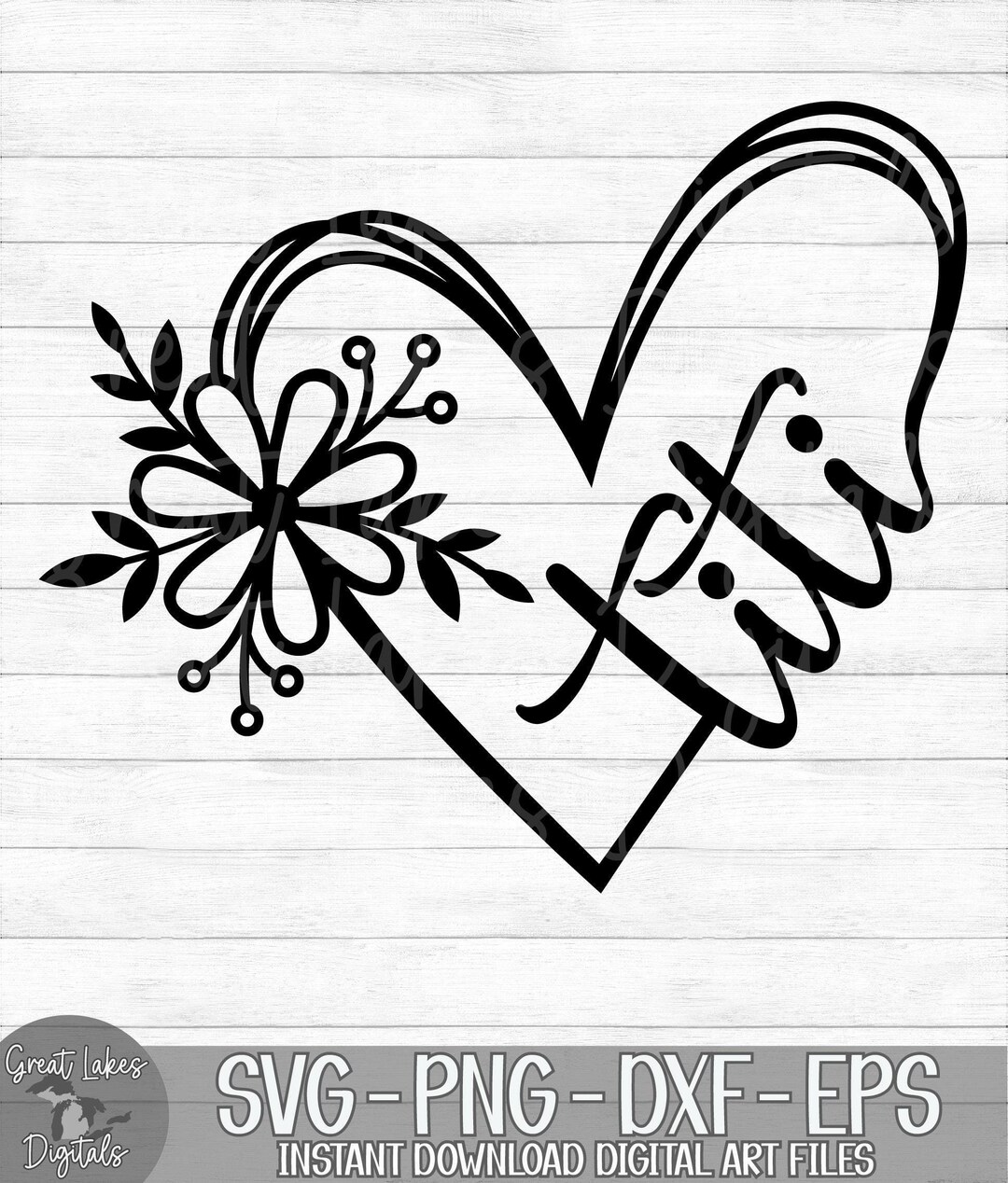 Titi Flower Heart - Instant Digital Download - Svg, Png, Dxf, and Eps ...
