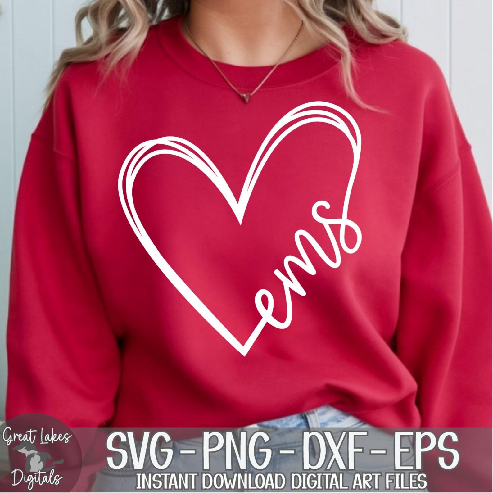 EMS Heart - Instant Digital Download - Svg, Png, Dxf, and Eps Files ...