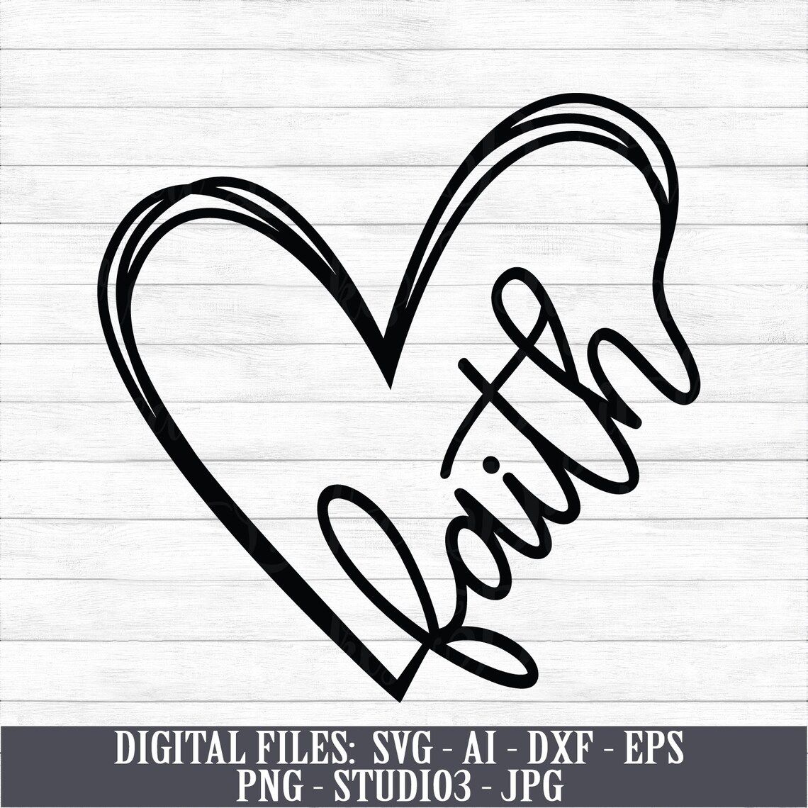 Faith Heart Instant Digital Download Svg Ai Dxf Eps | Etsy