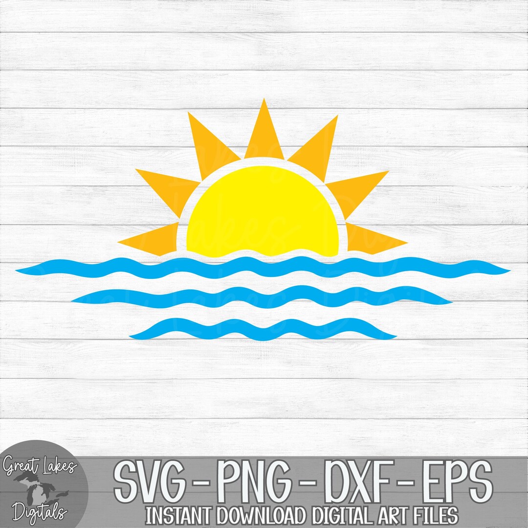 Sun, Sunrise, Sunset, Ocean, Lake, Water Instant Digital Download Svg ...