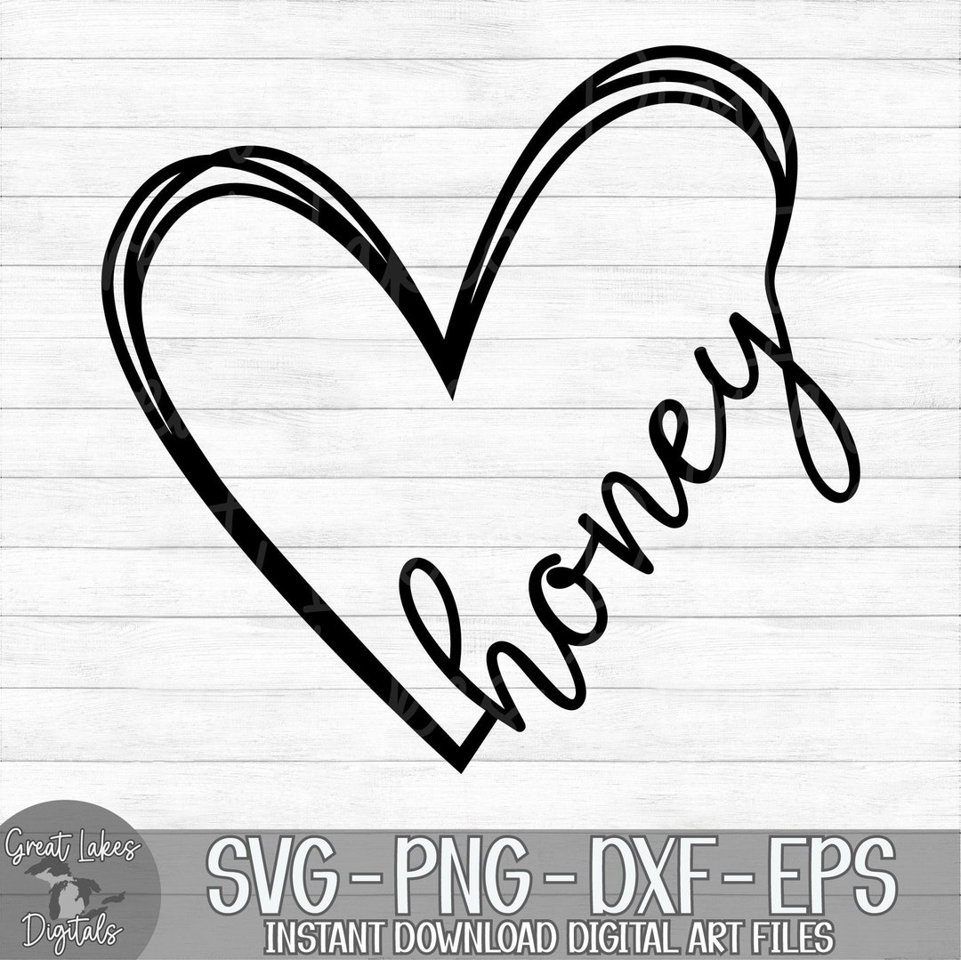 Honey Heart - Instant Digital Download - Svg, Png, Dxf, and Eps Files ...