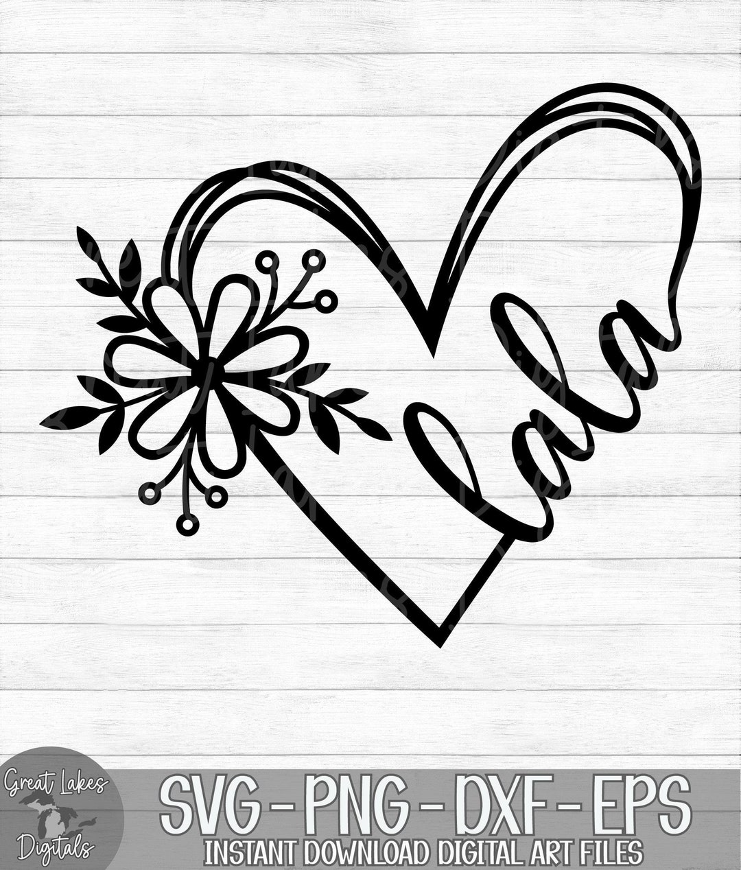 Lala Flower Heart - Instant Digital Download - Svg, Png, Dxf, and Eps ...
