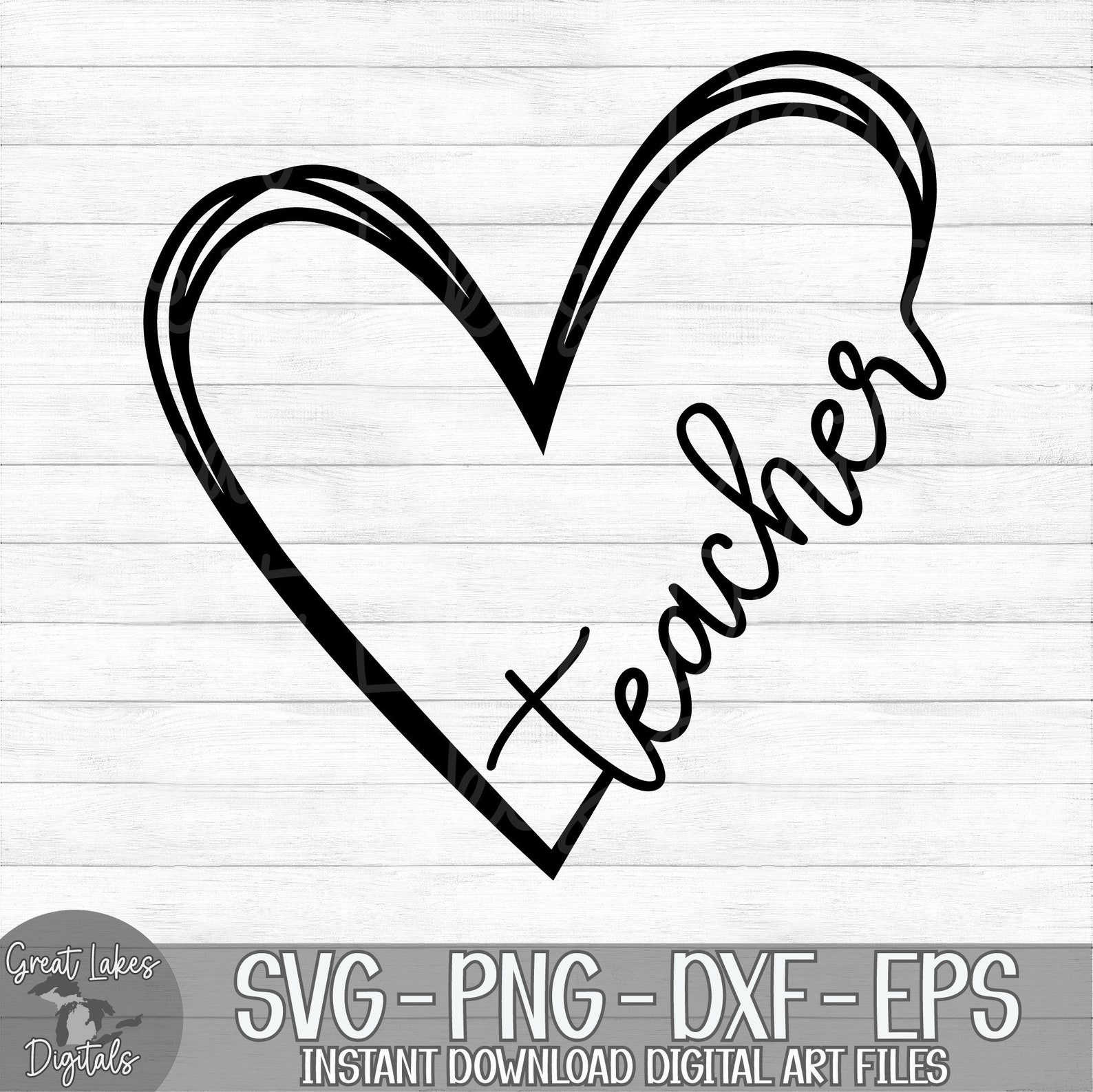 Teacher Heart Instant Digital Download Svg Png Dxf and - Etsy