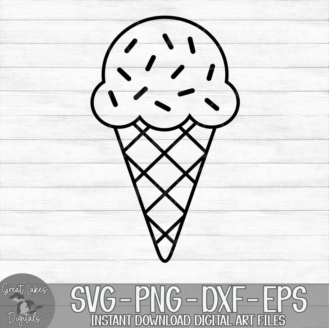 Ice Cream Cone Instant Digital Download Svg Png Dxf And Eps Files