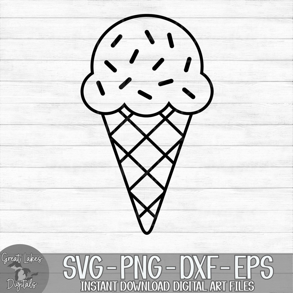 Ice Cream Cone - Instant Digital Download - Svg, Png, Dxf, and Eps ...