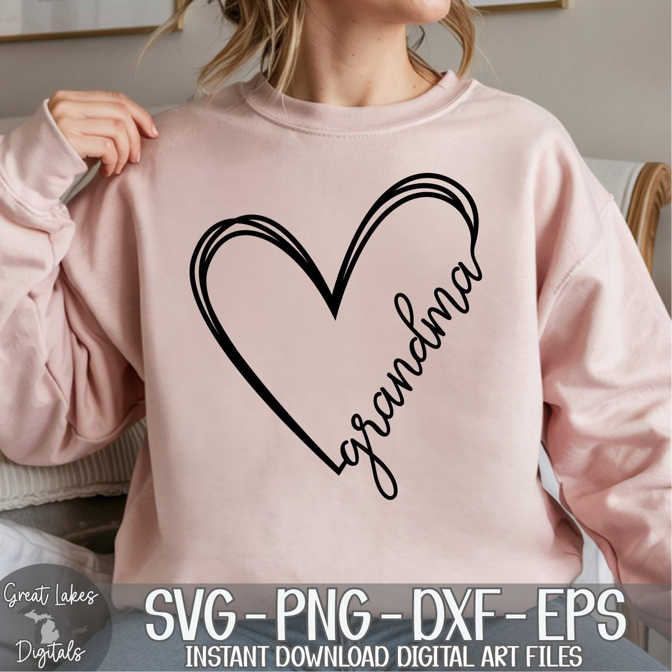 Grandma Heart - Instant Digital Download - Svg, Png, Dxf, and Eps Files ...