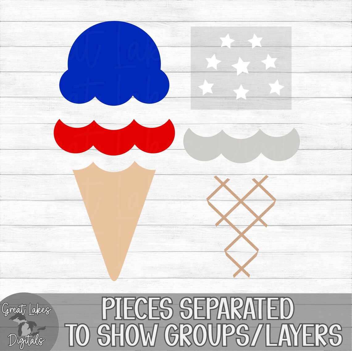 4th of July Ice Cream Cone Instant Digital Download Svg - Etsy