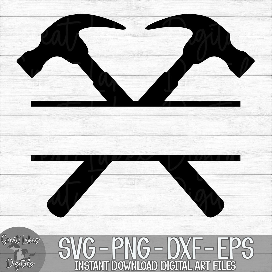 Hammer Split Monogram Name Frame Instant Digital Download | Etsy