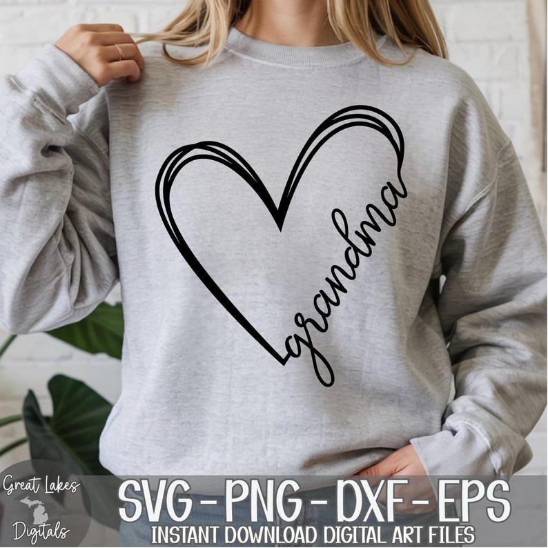 Grandma Heart - Instant Digital Download - Svg, Png, Dxf, and Eps Files ...