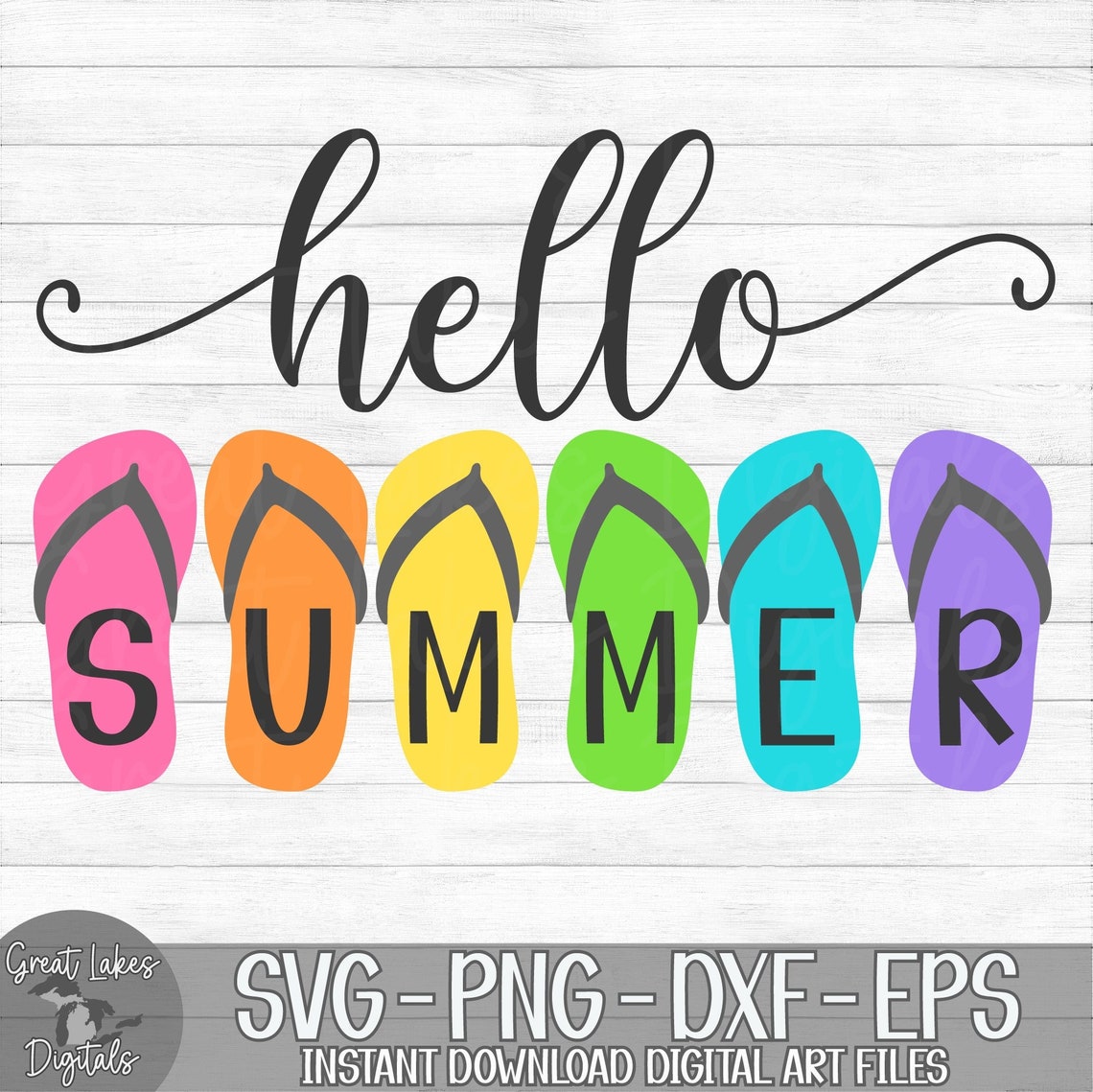 Hello Summer Sandals Flip Flops Instant Digital Download - Etsy