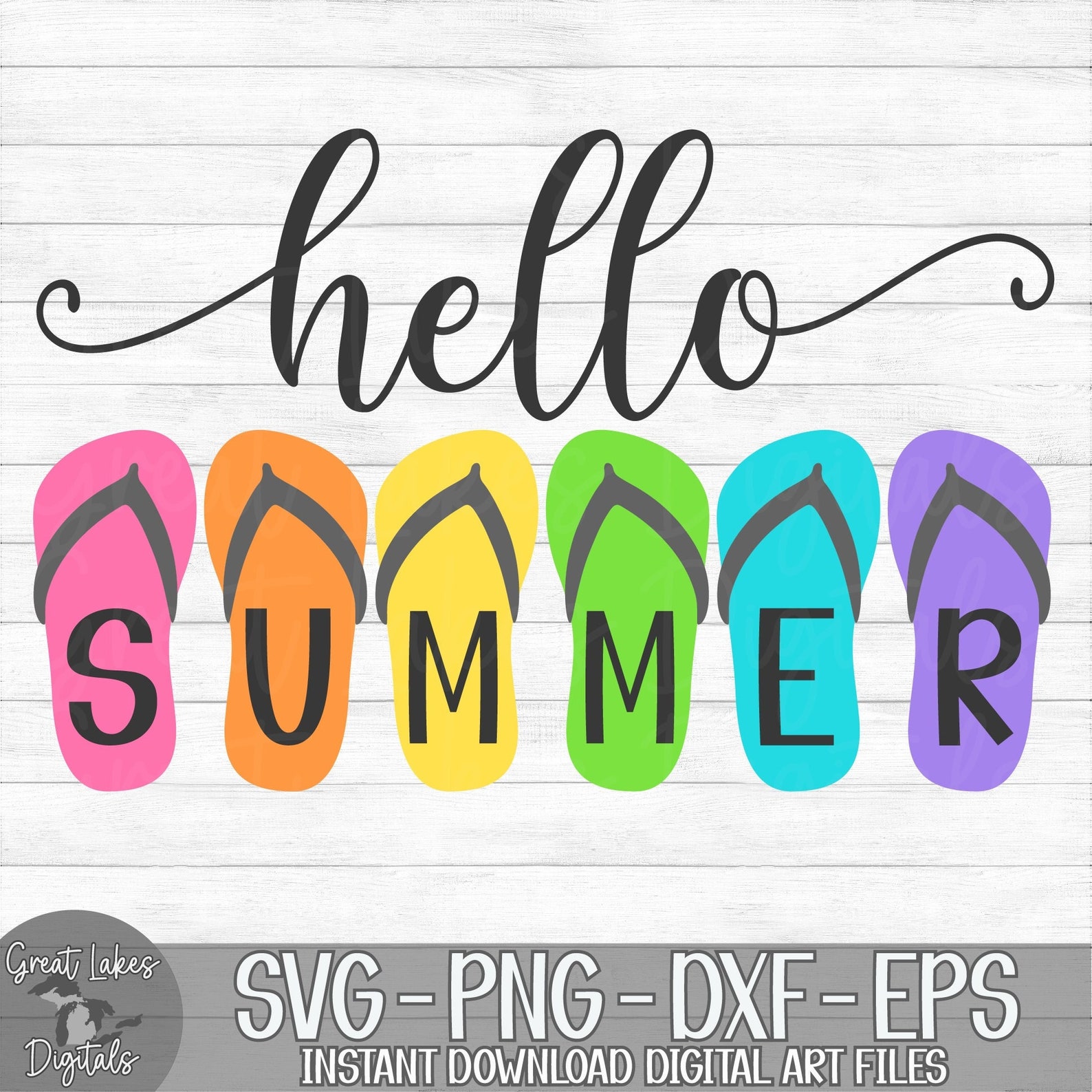 Hello Summer Sandals Flip Flops Instant Digital Download - Etsy